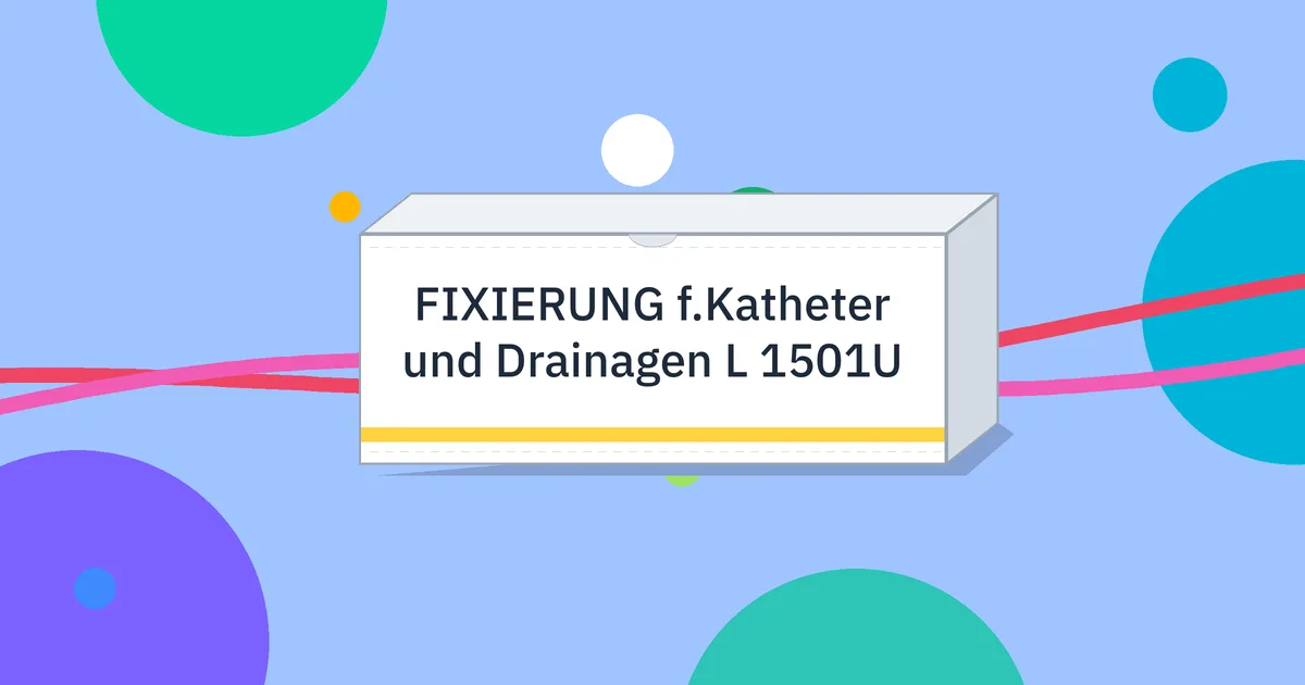 Symbolbild: Packung mit der Aufschrift FIXIERUNG f.Katheter und Drainagen L 1501U (PZN 18818126) – Verfügbarkeit und Bezug in Apotheken in Frankfurt am Main