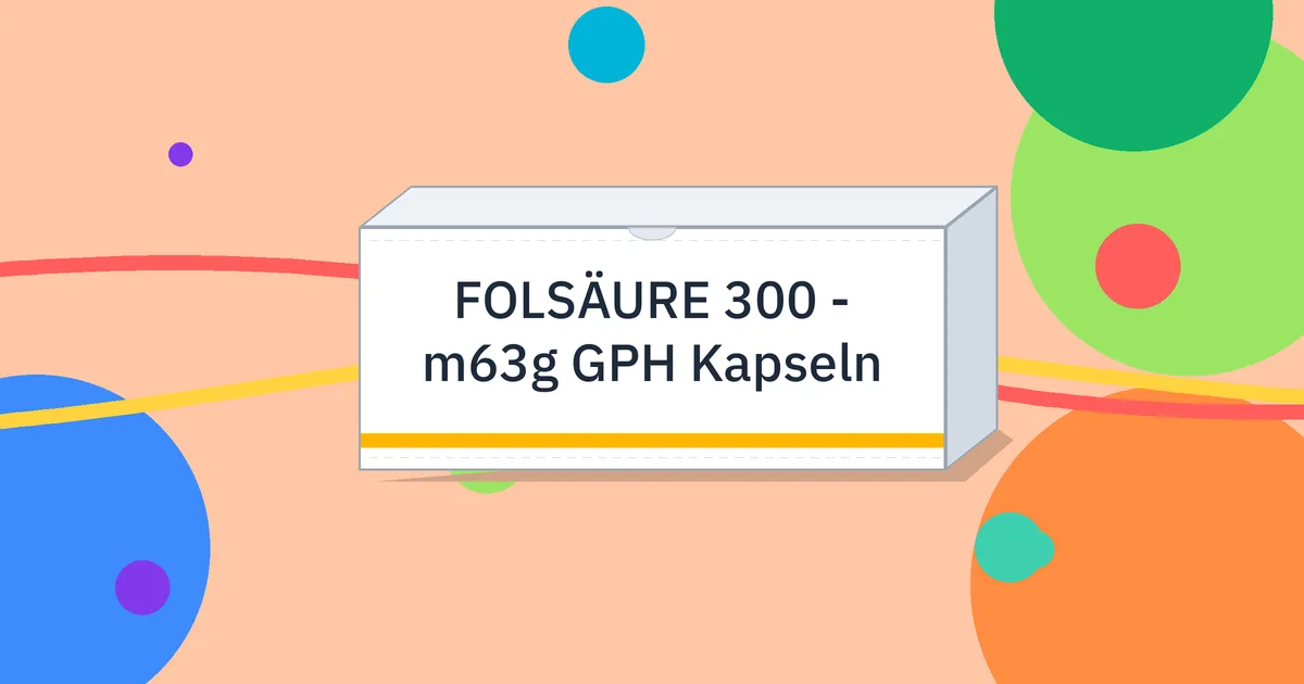 Symbolbild: Packung mit der Aufschrift FOLSÄURE 300 -m63g GPH Kapseln (PZN 09721847) – Verfügbarkeit und Bezug in Apotheken in Frankfurt am Main