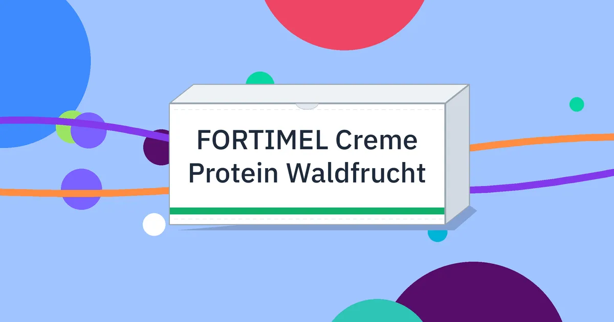 Symbolbild: Packung mit der Aufschrift FORTIMEL Creme Protein Waldfrucht (PZN 19772024) – Verfügbarkeit und Bezug in Apotheken in Frankfurt am Main