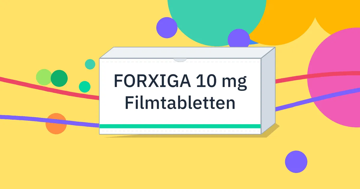 Symbolbild: Packung mit der Aufschrift FORXIGA 10 mg Filmtabletten (PZN 19523775) – Verfügbarkeit und Bezug in Apotheken in Frankfurt am Main