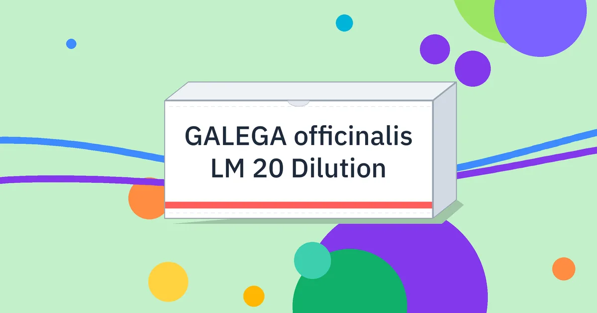 Symbolbild: Packung mit der Aufschrift GALEGA officinalis LM 20 Dilution (PZN 13495859) – Verfügbarkeit und Bezug in Apotheken in Frankfurt am Main
