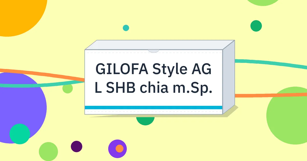 Symbolbild: Packung mit der Aufschrift GILOFA Style AG L SHB chia m.Sp. (PZN 16727974) – Verfügbarkeit und Bezug in Apotheken in Frankfurt am Main