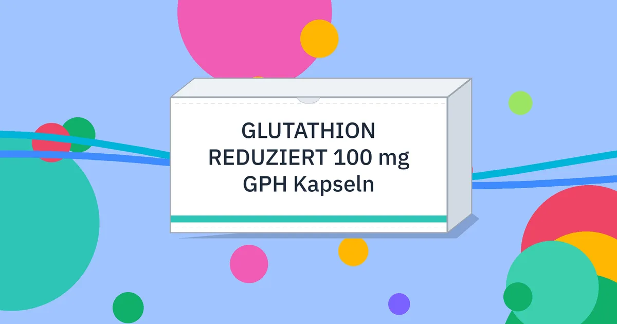 Symbolbild: Packung mit der Aufschrift GLUTATHION REDUZIERT 100 mg GPH Kapseln (PZN 09786516) – Verfügbarkeit und Bezug in Apotheken in Frankfurt am Main