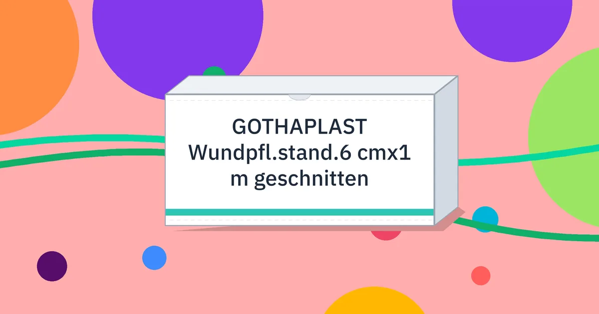 Symbolbild: Packung mit der Aufschrift GOTHAPLAST Wundpfl.stand.6 cmx1 m geschnitten (PZN 04951293) – Verfügbarkeit und Bezug in Apotheken in Frankfurt am Main