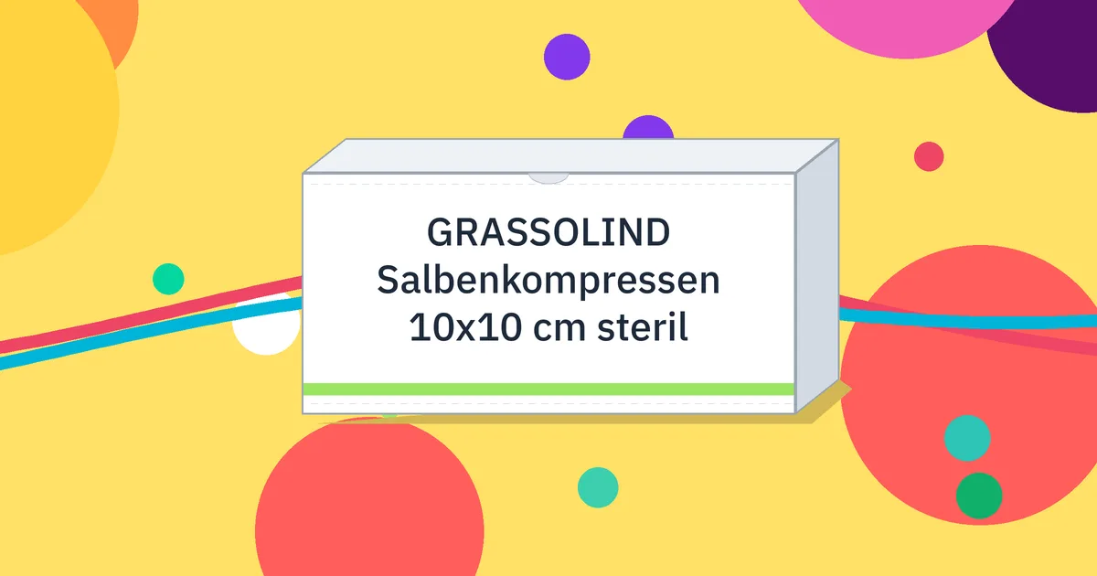 Symbolbild: Packung mit der Aufschrift GRASSOLIND Salbenkompressen 10x10 cm steril (PZN 18715886) – Verfügbarkeit und Bezug in Apotheken in Frankfurt am Main