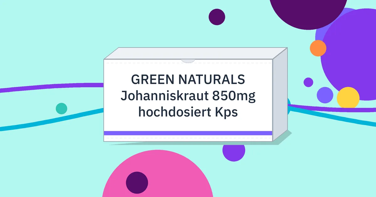 Symbolbild: Packung mit der Aufschrift GREEN NATURALS Johanniskraut 850mg hochdosiert Kps (PZN 19524970) – Verfügbarkeit und Bezug in Apotheken in Frankfurt am Main