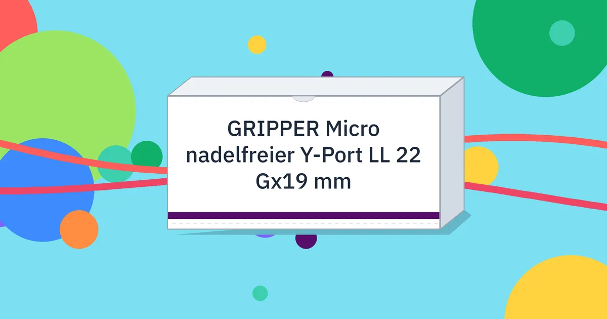 Symbolbild: Packung mit der Aufschrift GRIPPER Micro nadelfreier Y-Port LL 22 Gx19 mm (PZN 09675981) – Verfügbarkeit und Bezug in Apotheken in Frankfurt am Main