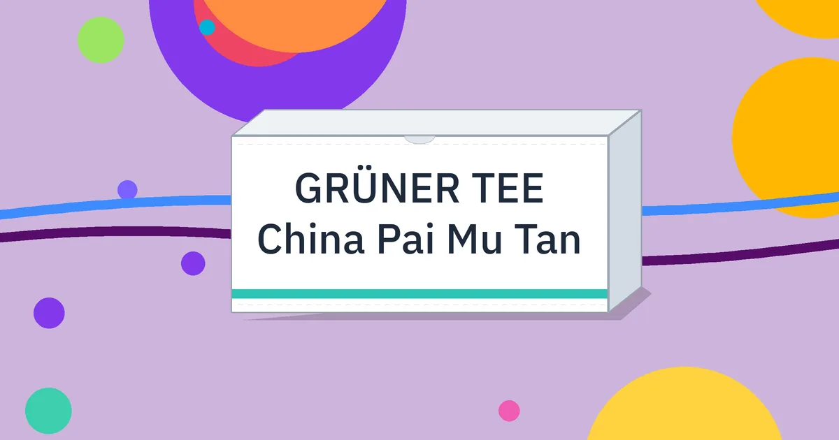 Symbolbild: Packung mit der Aufschrift GRÜNER TEE China Pai Mu Tan (PZN 00071655) – Verfügbarkeit und Bezug in Apotheken in Frankfurt am Main