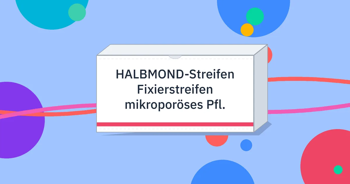Symbolbild: Packung mit der Aufschrift HALBMOND-Streifen Fixierstreifen mikroporöses Pfl. (PZN 10630819) – Verfügbarkeit und Bezug in Apotheken in Frankfurt am Main