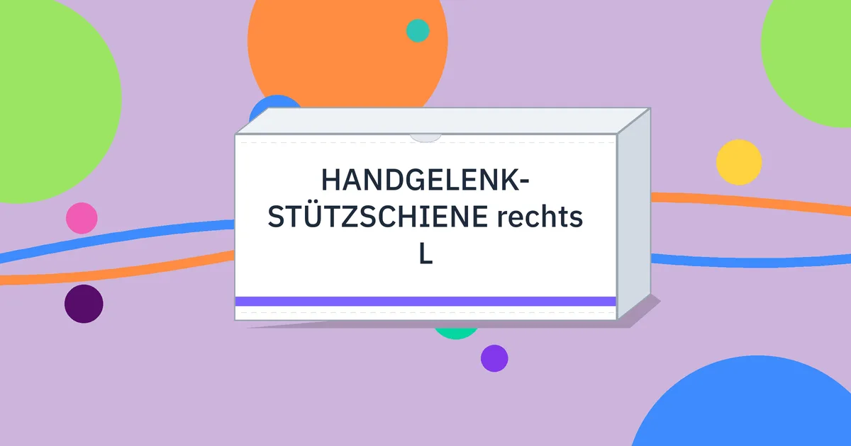 Symbolbild: Packung mit der Aufschrift HANDGELENK-STÜTZSCHIENE rechts L (PZN 19070167) – Verfügbarkeit und Bezug in Apotheken in Frankfurt am Main