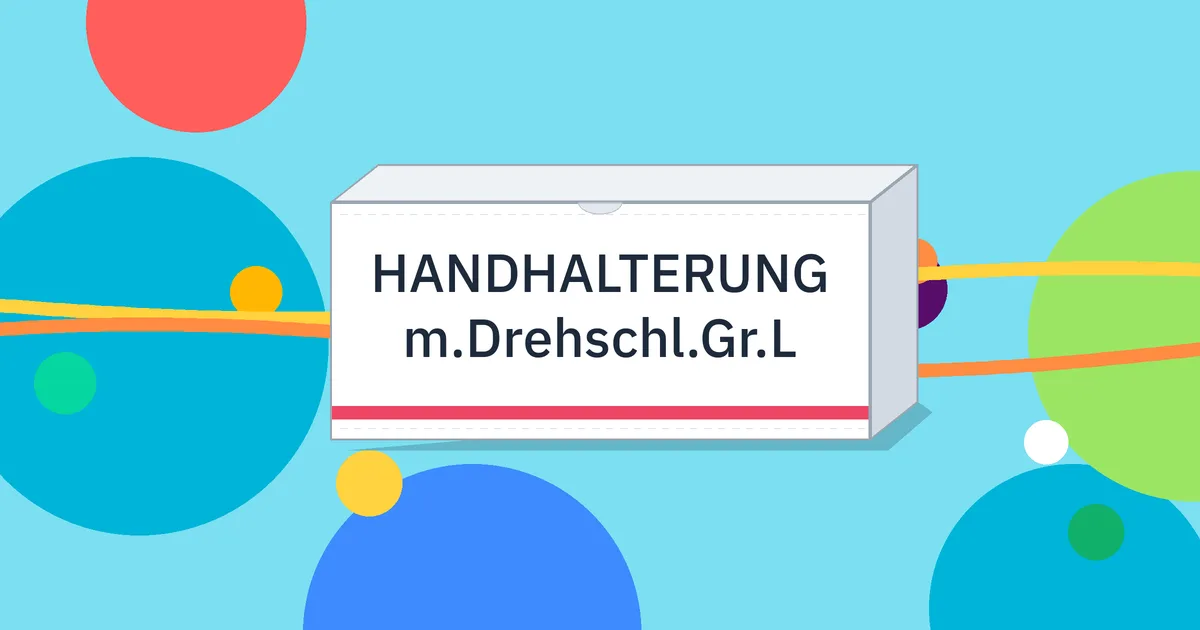 Symbolbild: Packung mit der Aufschrift HANDHALTERUNG m.Drehschl.Gr.L (PZN 11568270) – Verfügbarkeit und Bezug in Apotheken in Frankfurt am Main