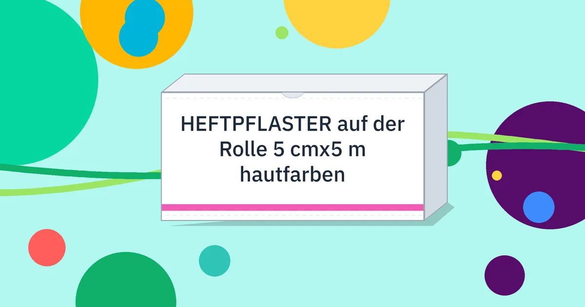 Symbolbild: Packung mit der Aufschrift HEFTPFLASTER auf der Rolle 5 cmx5 m hautfarben (PZN 09781536) – Verfügbarkeit und Bezug in Apotheken in Frankfurt am Main