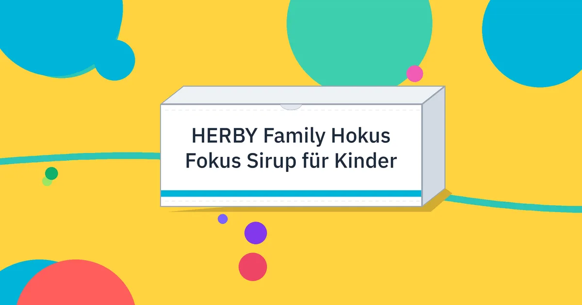 Symbolbild: Packung mit der Aufschrift HERBY Family Hokus Fokus Sirup für Kinder (PZN 19114195) – Verfügbarkeit und Bezug in Apotheken in Frankfurt am Main