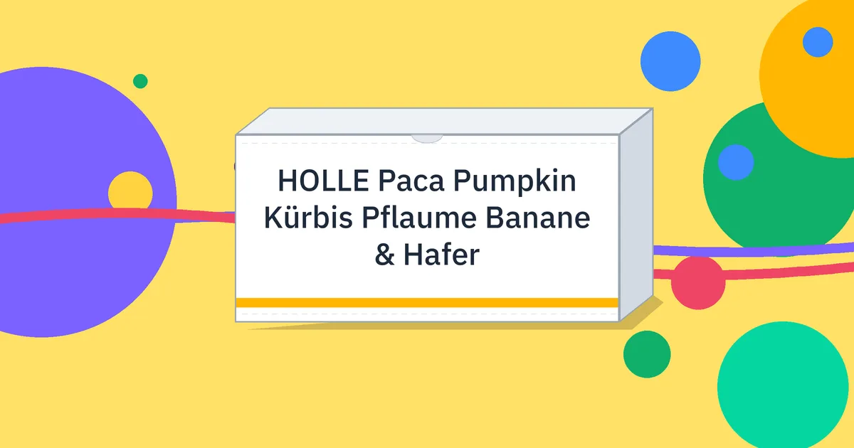 Symbolbild: Packung mit der Aufschrift HOLLE Paca Pumpkin Kürbis Pflaume Banane & Hafer (PZN 19640251) – Verfügbarkeit und Bezug in Apotheken in Frankfurt am Main