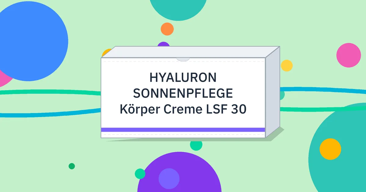 Symbolbild: Packung mit der Aufschrift HYALURON SONNENPFLEGE Körper Creme LSF 30 (PZN 12555252) – Verfügbarkeit und Bezug in Apotheken in Frankfurt am Main