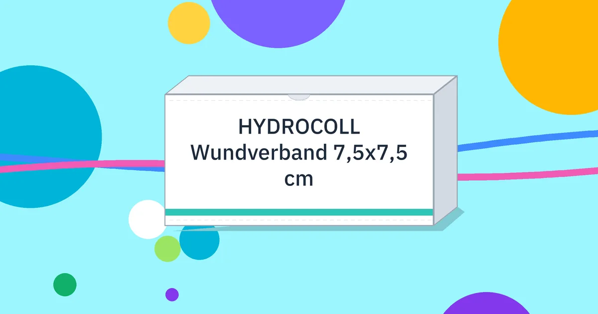 Symbolbild: Packung mit der Aufschrift HYDROCOLL Wundverband 7,5x7,5 cm (PZN 17380923) – Verfügbarkeit und Bezug in Apotheken in Frankfurt am Main