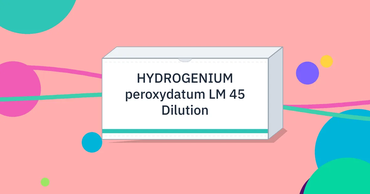Symbolbild: Packung mit der Aufschrift HYDROGENIUM peroxydatum LM 45 Dilution (PZN 13557460) – Verfügbarkeit und Bezug in Apotheken in Frankfurt am Main