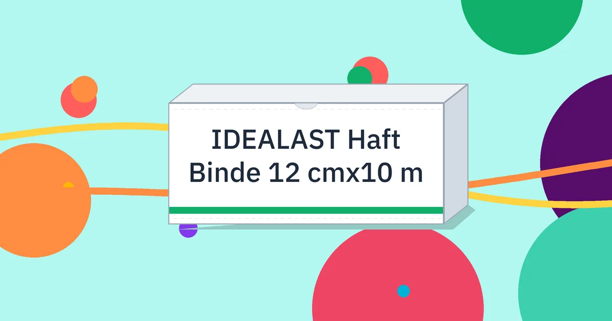 Symbolbild: Packung mit der Aufschrift IDEALAST Haft Binde 12 cmx10 m (PZN 11318567) – Verfügbarkeit und Bezug in Apotheken in Frankfurt am Main