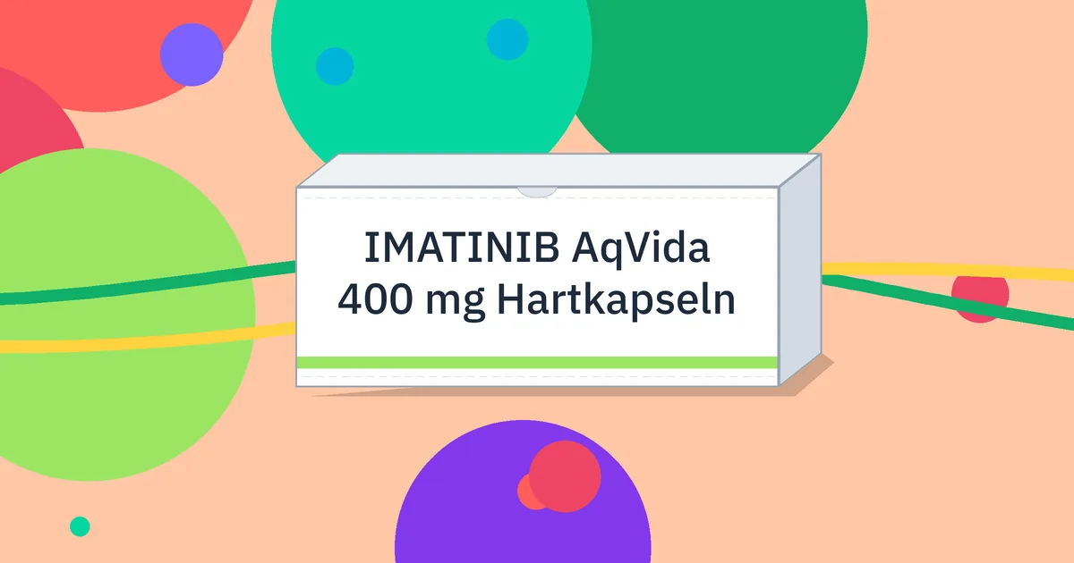 Symbolbild: Packung mit der Aufschrift IMATINIB AqVida 400 mg Hartkapseln (PZN 15193140) – Verfügbarkeit und Bezug in Apotheken in Frankfurt am Main
