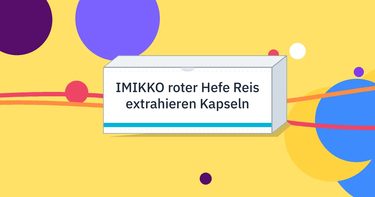 Symbolbild: Packung mit der Aufschrift IMIKKO roter Hefe Reis extrahieren Kapseln (PZN 20180576) – Verfügbarkeit und Bezug in Apotheken in Frankfurt am Main