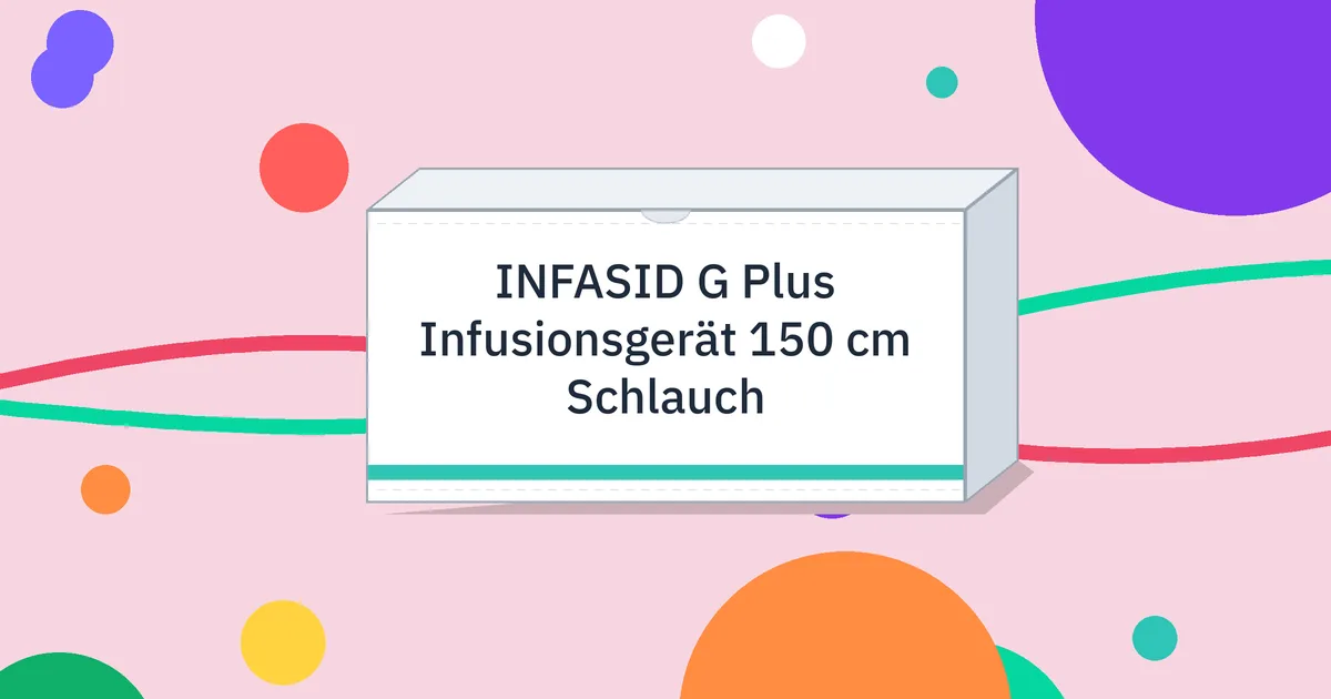Symbolbild: Packung mit der Aufschrift INFASID G Plus Infusionsgerät 150 cm Schlauch (PZN 01282087) – Verfügbarkeit und Bezug in Apotheken in Frankfurt am Main