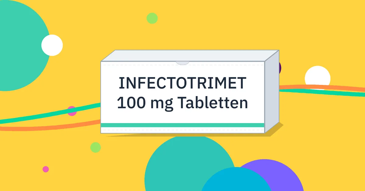 Symbolbild: Packung mit der Aufschrift INFECTOTRIMET 100 mg Tabletten (PZN 02736107) – Verfügbarkeit und Bezug in Apotheken in Frankfurt am Main