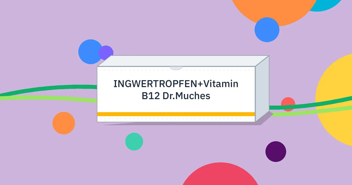 Symbolbild: Packung mit der Aufschrift INGWERTROPFEN+Vitamin B12 Dr.Muches (PZN 14291107) – Verfügbarkeit und Bezug in Apotheken in Frankfurt am Main