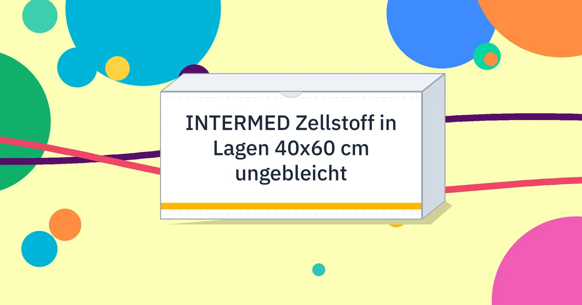 Symbolbild: Packung mit der Aufschrift INTERMED Zellstoff in Lagen 40x60 cm ungebleicht (PZN 06143551) – Verfügbarkeit und Bezug in Apotheken in Frankfurt am Main