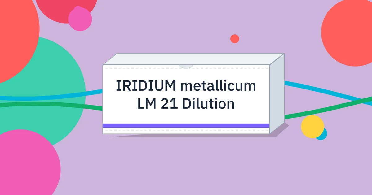 Symbolbild: Packung mit der Aufschrift IRIDIUM metallicum LM 21 Dilution (PZN 12913562) – Verfügbarkeit und Bezug in Apotheken in Frankfurt am Main