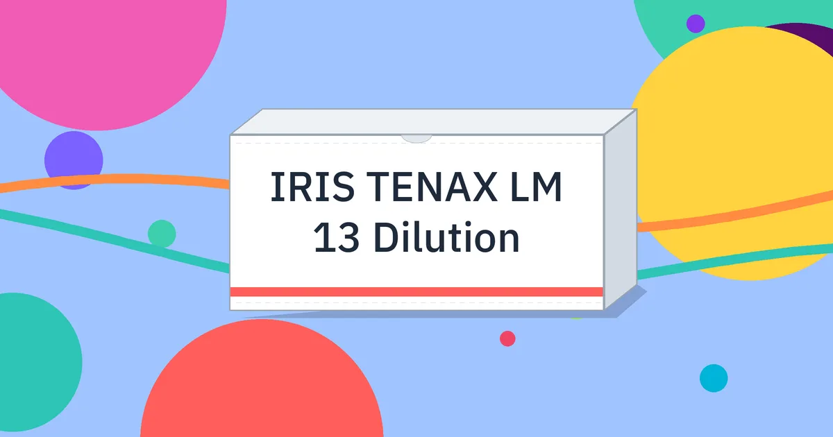 Symbolbild: Packung mit der Aufschrift IRIS TENAX LM 13 Dilution (PZN 12914366) – Verfügbarkeit und Bezug in Apotheken in Frankfurt am Main