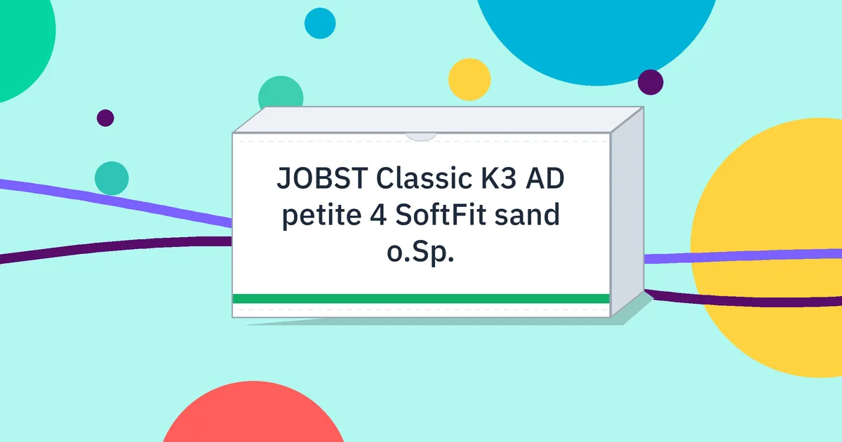 Symbolbild: Packung mit der Aufschrift JOBST Classic K3 AD petite 4 SoftFit sand o.Sp. (PZN 14223241) – Verfügbarkeit und Bezug in Apotheken in Frankfurt am Main