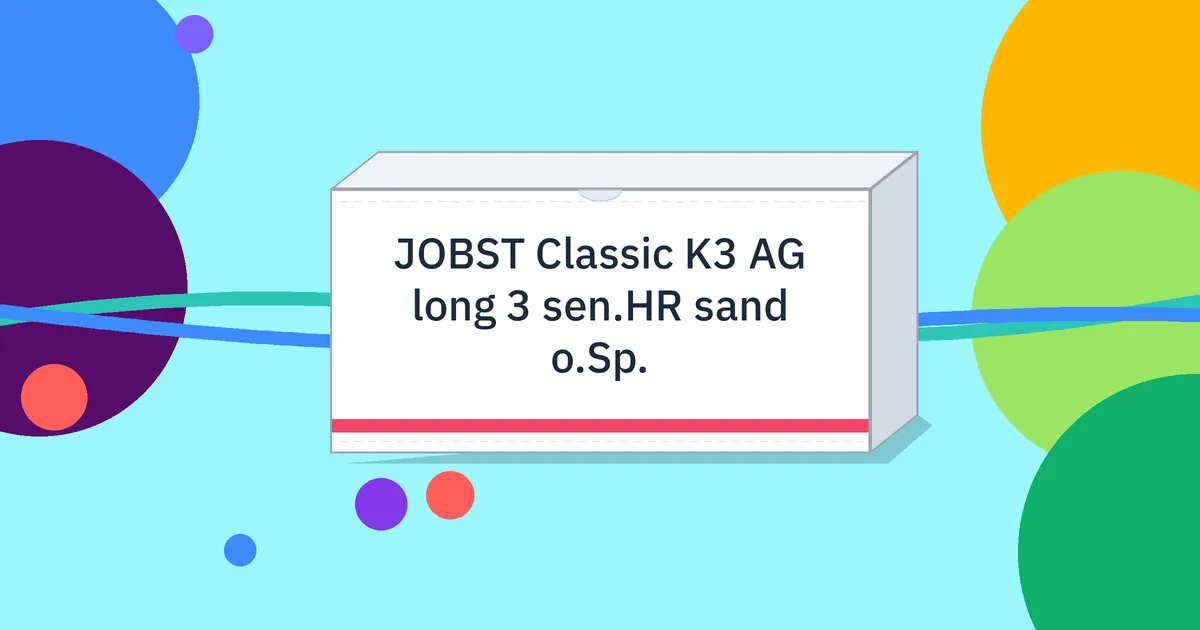 Symbolbild: Packung mit der Aufschrift JOBST Classic K3 AG long 3 sen.HR sand o.Sp. (PZN 17958049) – Verfügbarkeit und Bezug in Apotheken in Frankfurt am Main