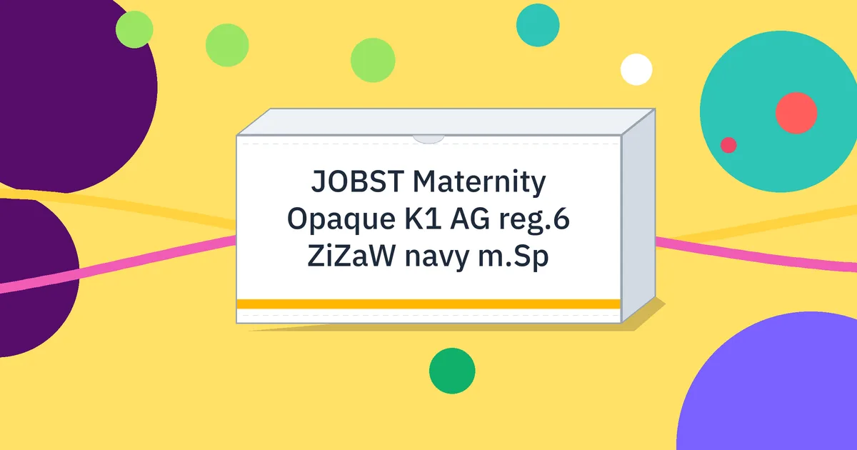 Symbolbild: Packung mit der Aufschrift JOBST Maternity Opaque K1 AG reg.6 ZiZaW navy m.Sp (PZN 15859544) – Verfügbarkeit und Bezug in Apotheken in Frankfurt am Main
