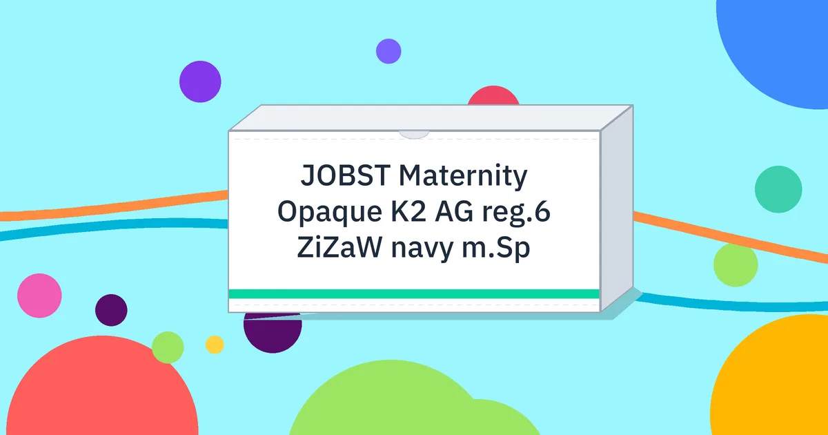 Symbolbild: Packung mit der Aufschrift JOBST Maternity Opaque K2 AG reg.6 ZiZaW navy m.Sp (PZN 15860719) – Verfügbarkeit und Bezug in Apotheken in Frankfurt am Main