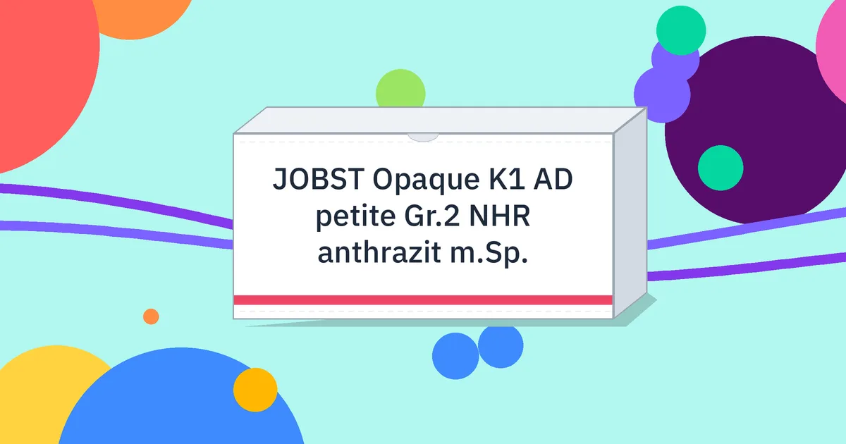 Symbolbild: Packung mit der Aufschrift JOBST Opaque K1 AD petite Gr.2 NHR anthrazit m.Sp. (PZN 16264712) – Verfügbarkeit und Bezug in Apotheken in Frankfurt am Main