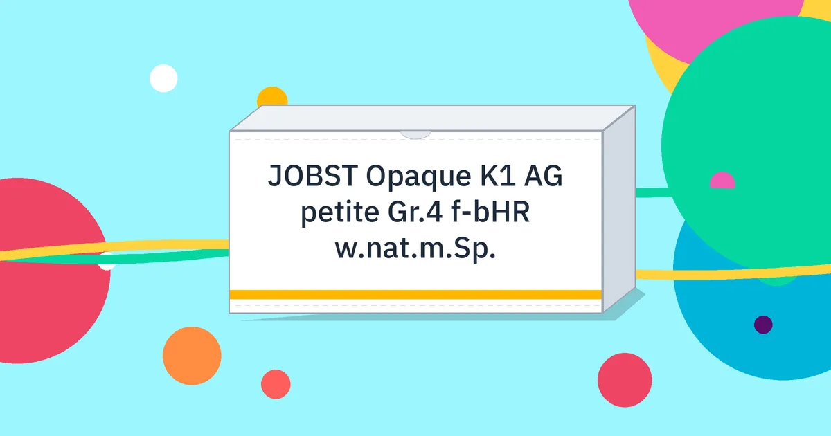 Symbolbild: Packung mit der Aufschrift JOBST Opaque K1 AG petite Gr.4 f-bHR w.nat.m.Sp. (PZN 13084062) – Verfügbarkeit und Bezug in Apotheken in Frankfurt am Main