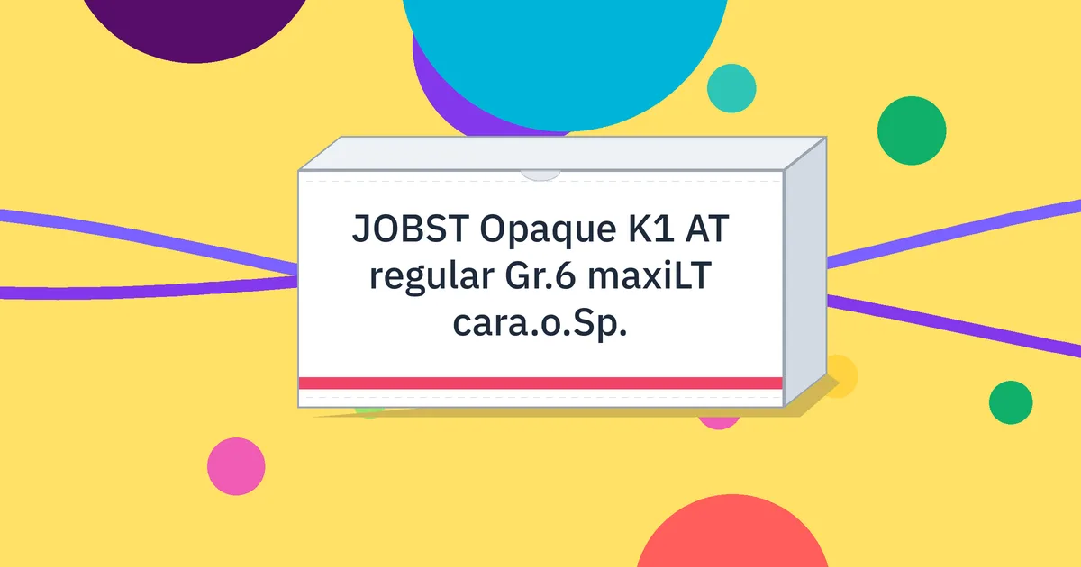 Symbolbild: Packung mit der Aufschrift JOBST Opaque K1 AT regular Gr.6 maxiLT cara.o.Sp. (PZN 13106496) – Verfügbarkeit und Bezug in Apotheken in Frankfurt am Main