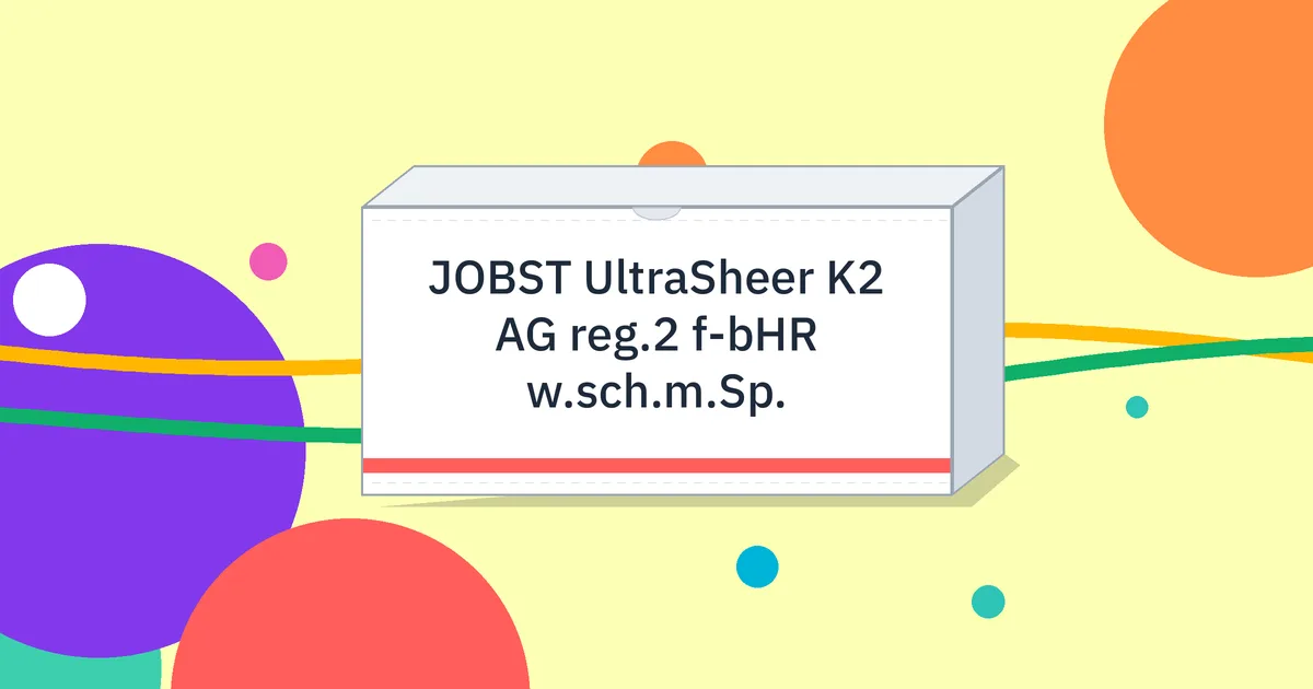 Symbolbild: Packung mit der Aufschrift JOBST UltraSheer K2 AG reg.2 f-bHR w.sch.m.Sp. (PZN 11260856) – Verfügbarkeit und Bezug in Apotheken in Frankfurt am Main