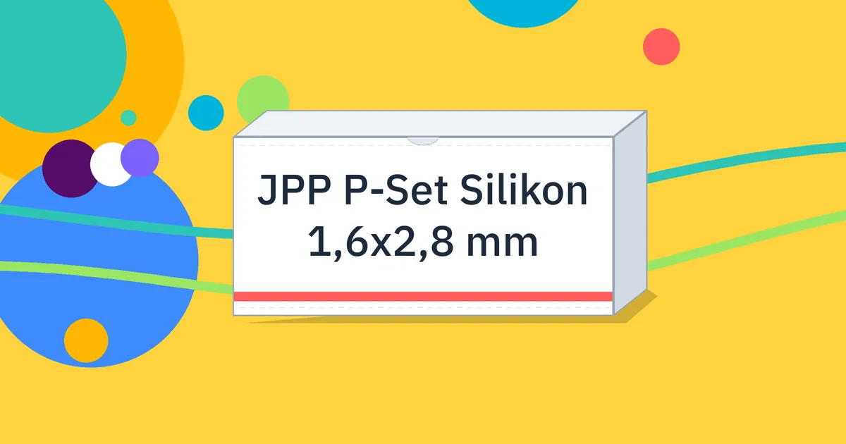 Symbolbild: Packung mit der Aufschrift JPP P-Set Silikon 1,6x2,8 mm (PZN 17588486) – Verfügbarkeit und Bezug in Apotheken in Frankfurt am Main