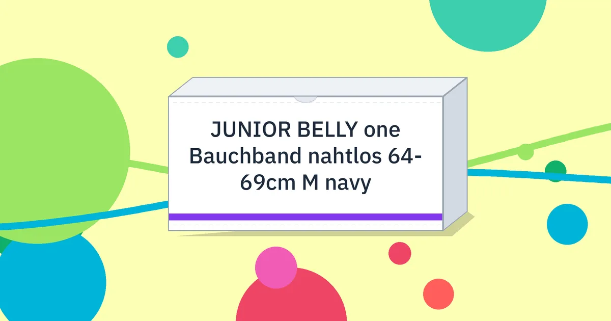 Symbolbild: Packung mit der Aufschrift JUNIOR BELLY one Bauchband nahtlos 64-69cm M navy (PZN 12421899) – Verfügbarkeit und Bezug in Apotheken in Frankfurt am Main
