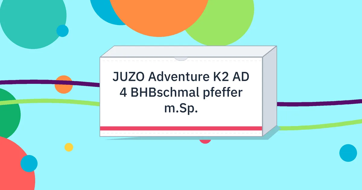 Symbolbild: Packung mit der Aufschrift JUZO Adventure K2 AD 4 BHBschmal pfeffer m.Sp. (PZN 15497041) – Verfügbarkeit und Bezug in Apotheken in Frankfurt am Main
