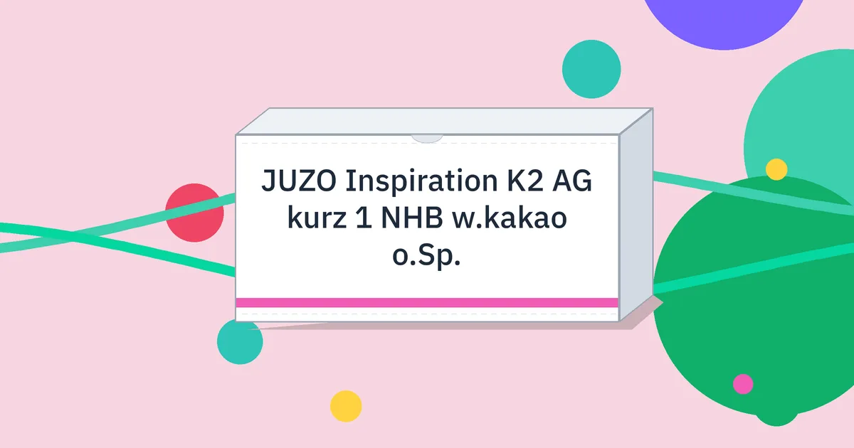 Symbolbild: Packung mit der Aufschrift JUZO Inspiration K2 AG kurz 1 NHB w.kakao o.Sp. (PZN 14920299) – Verfügbarkeit und Bezug in Apotheken in Frankfurt am Main