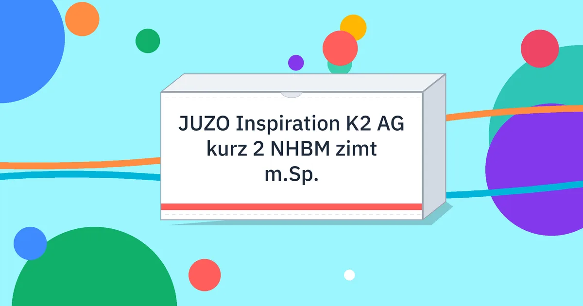 Symbolbild: Packung mit der Aufschrift JUZO Inspiration K2 AG kurz 2 NHBM zimt m.Sp. (PZN 14921382) – Verfügbarkeit und Bezug in Apotheken in Frankfurt am Main