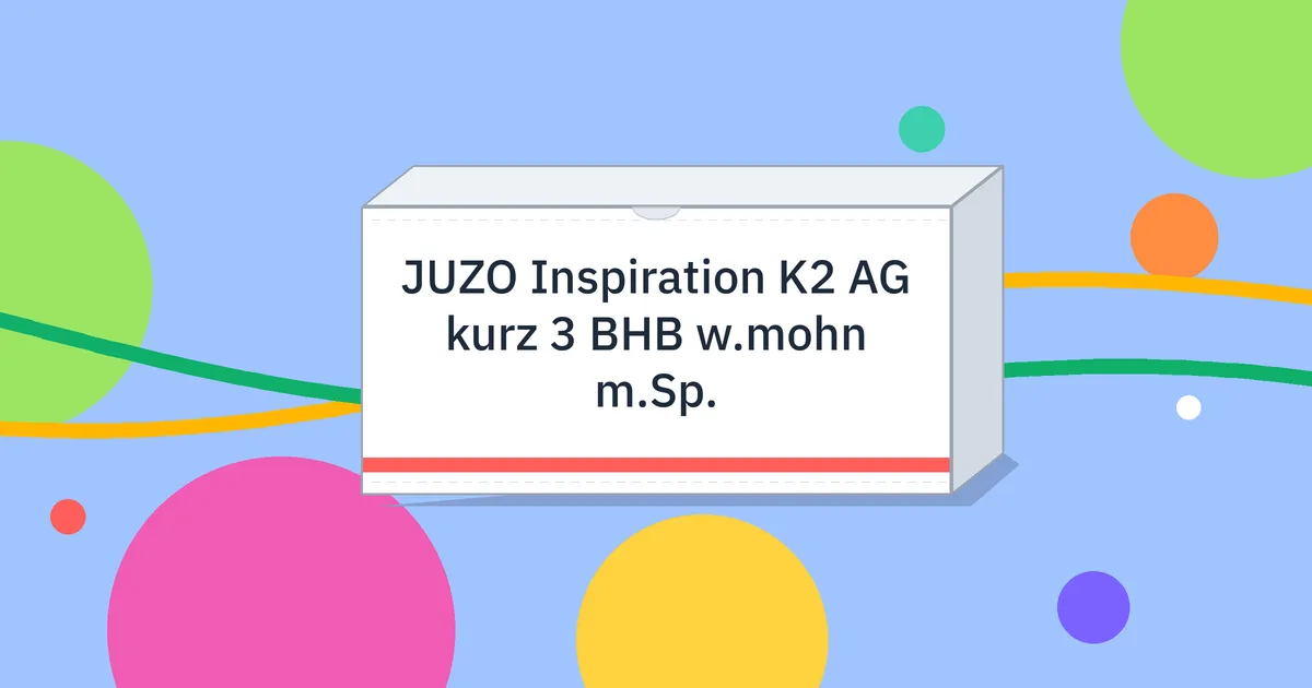 Symbolbild: Packung mit der Aufschrift JUZO Inspiration K2 AG kurz 3 BHB w.mohn m.Sp. (PZN 14850239) – Verfügbarkeit und Bezug in Apotheken in Frankfurt am Main