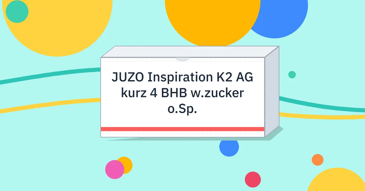 Symbolbild: Packung mit der Aufschrift JUZO Inspiration K2 AG kurz 4 BHB w.zucker o.Sp. (PZN 14850386) – Verfügbarkeit und Bezug in Apotheken in Frankfurt am Main