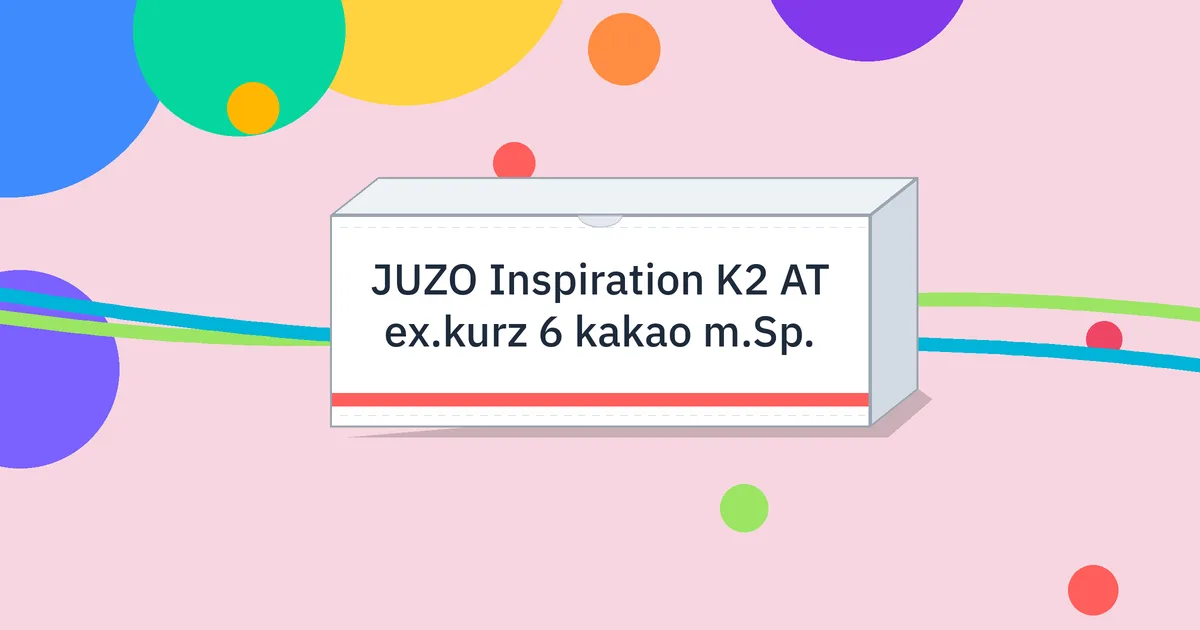 Symbolbild: Packung mit der Aufschrift JUZO Inspiration K2 AT ex.kurz 6 kakao m.Sp. (PZN 14953175) – Verfügbarkeit und Bezug in Apotheken in Frankfurt am Main