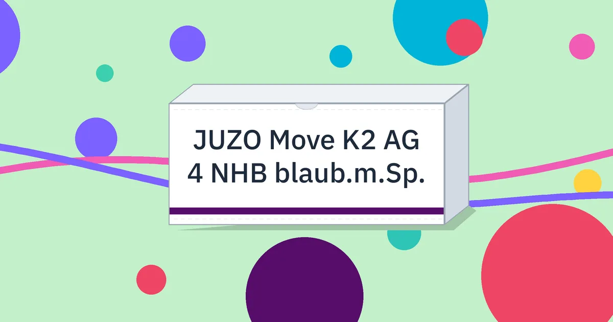 Symbolbild: Packung mit der Aufschrift JUZO Move K2 AG 4 NHB blaub.m.Sp. (PZN 18555336) – Verfügbarkeit und Bezug in Apotheken in Frankfurt am Main