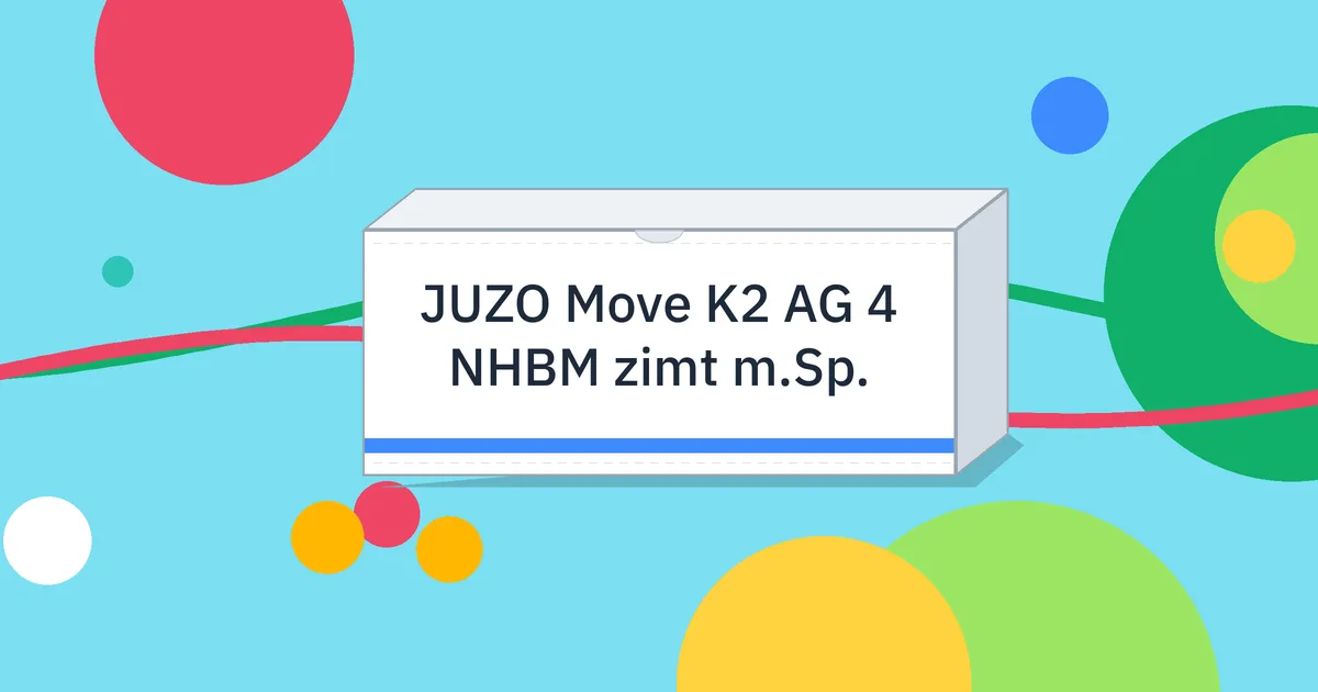 Symbolbild: Packung mit der Aufschrift JUZO Move K2 AG 4 NHBM zimt m.Sp. (PZN 18523336) – Verfügbarkeit und Bezug in Apotheken in Frankfurt am Main