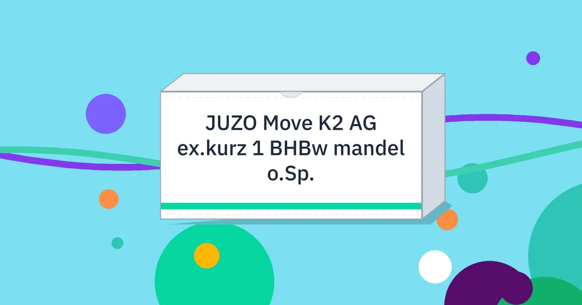 Symbolbild: Packung mit der Aufschrift JUZO Move K2 AG ex.kurz 1 BHBw mandel o.Sp. (PZN 16646170) – Verfügbarkeit und Bezug in Apotheken in Frankfurt am Main