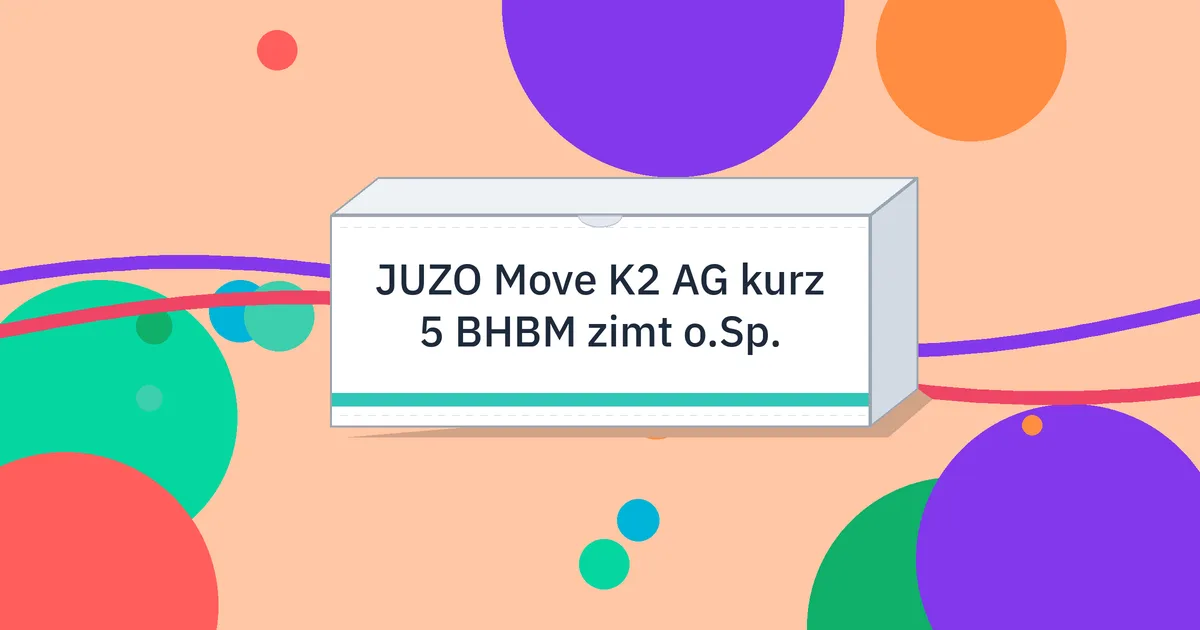 Symbolbild: Packung mit der Aufschrift JUZO Move K2 AG kurz 5 BHBM zimt o.Sp. (PZN 18530589) – Verfügbarkeit und Bezug in Apotheken in Frankfurt am Main